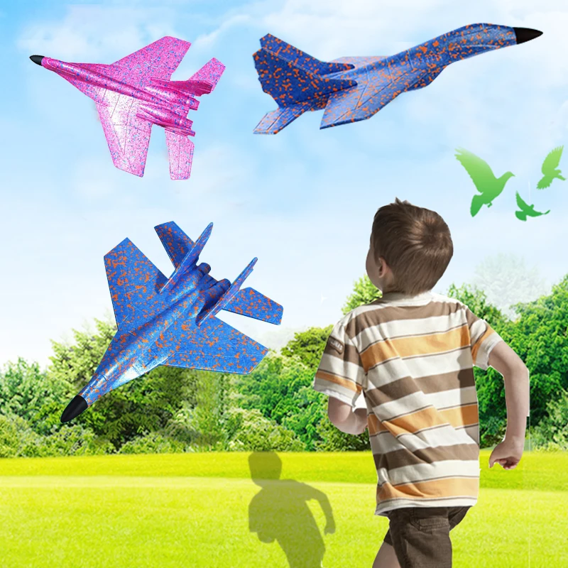 DIY Kids Toys Hand Throw Flying Glider Fighter Planes Foam Aeroplane ...
