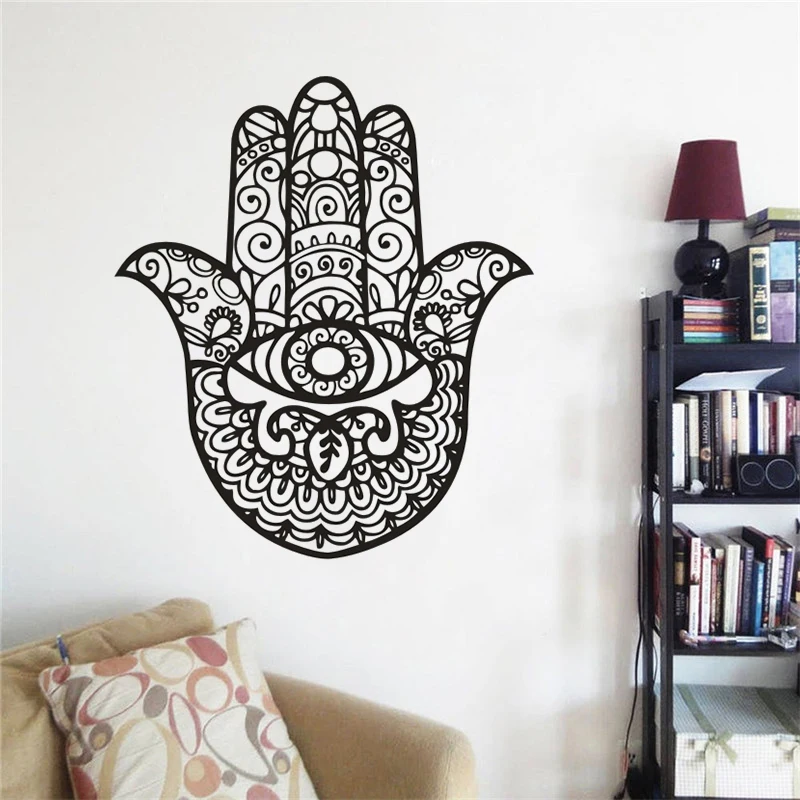 Wall Decal Hamsa Hand Pattern Wall Sticker Yoga Space Wallpaper ...