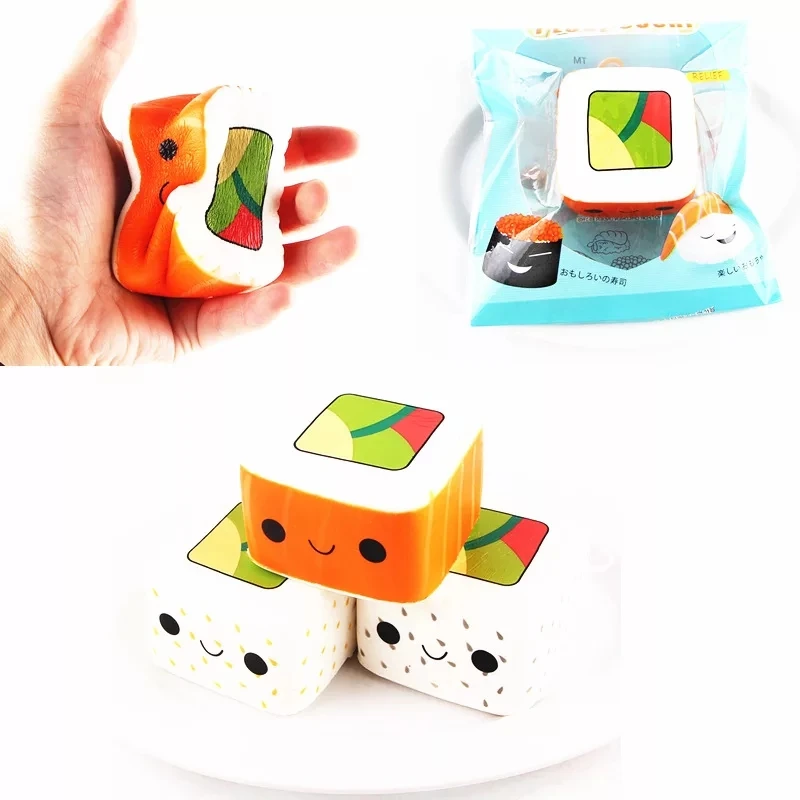 Simulation Japanese Square Rice Ball Sushi Squishy Soft Kawaii Toys ...