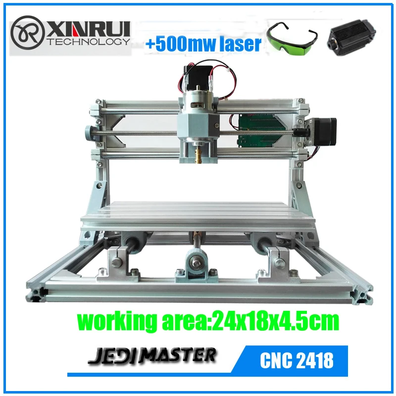 CNC 2418 + 500 mw laser GRBL DIY CNC machine, área de trabalho 24x18x4.5 cm, 3 Eixos Fresadora ...