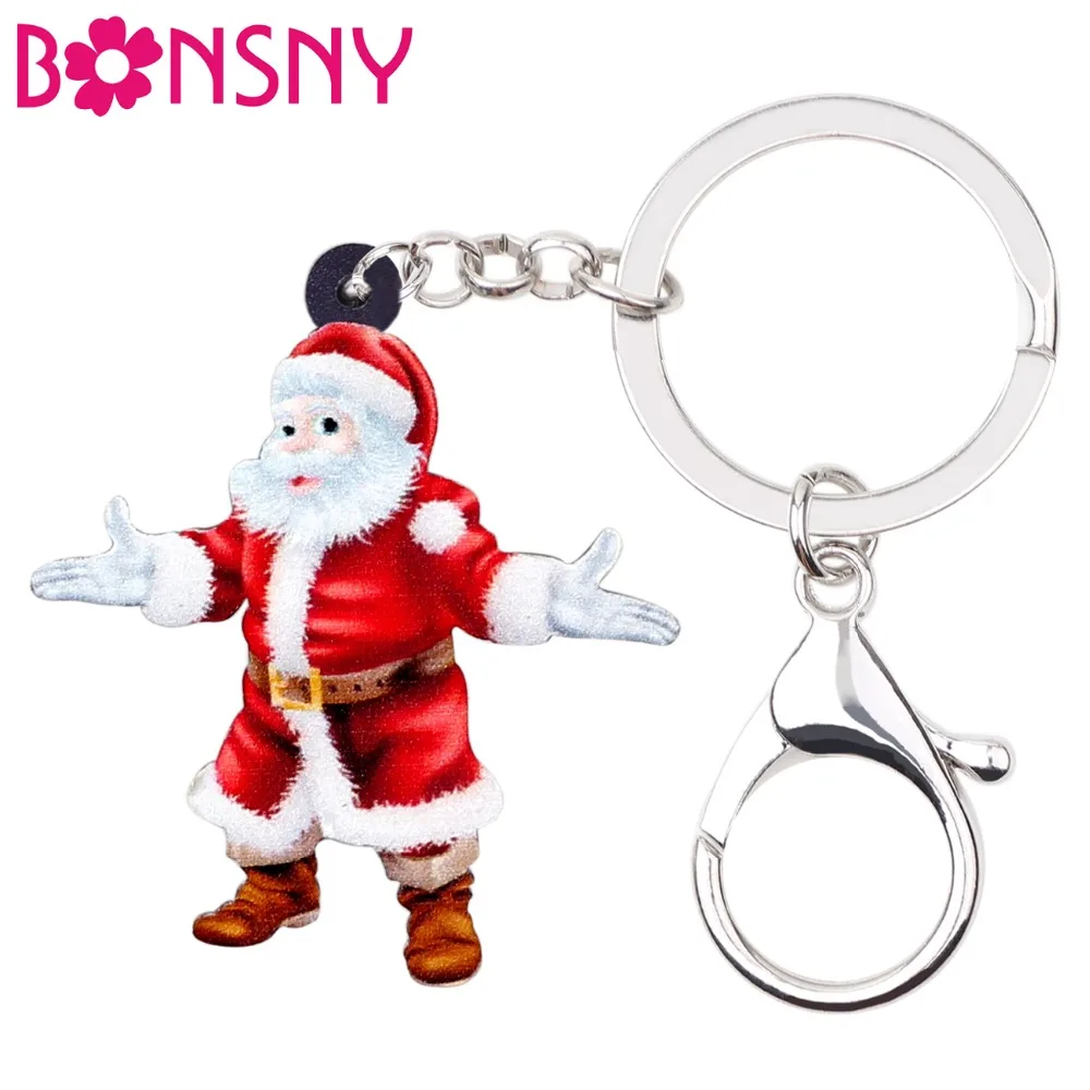 Bonsny Acrylic Christmas Santa Claus Key Chains Keychains Rings ...