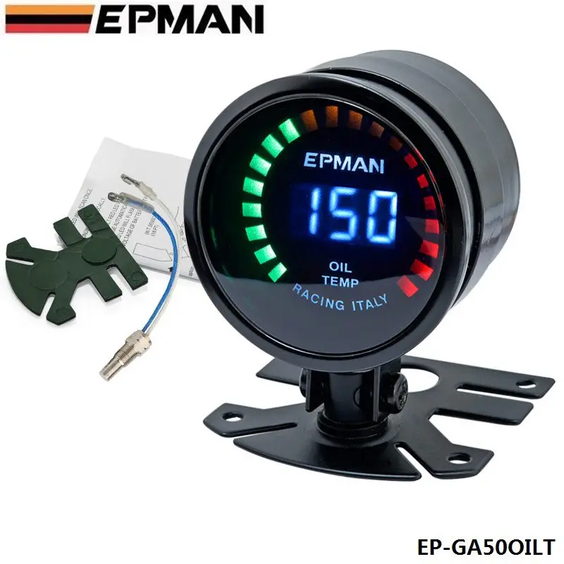 EPMAN New ! Epman Racing 2" 52mm Smoked Digital Color Analog Oil ...