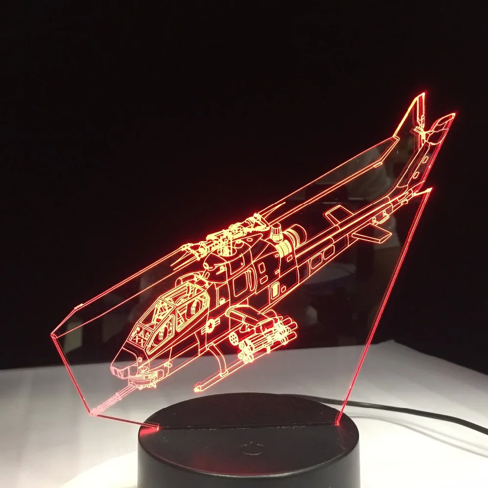 Helicopter 3D LED Lamp with Airplane Small Aircraft 3D Night Lights 7 ...