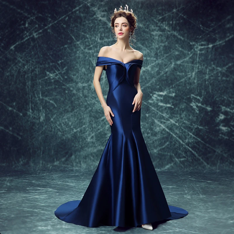 Long Elegant Mermaid Plus Size Prom Dresses 2016 Royal Blue V Neck Lace