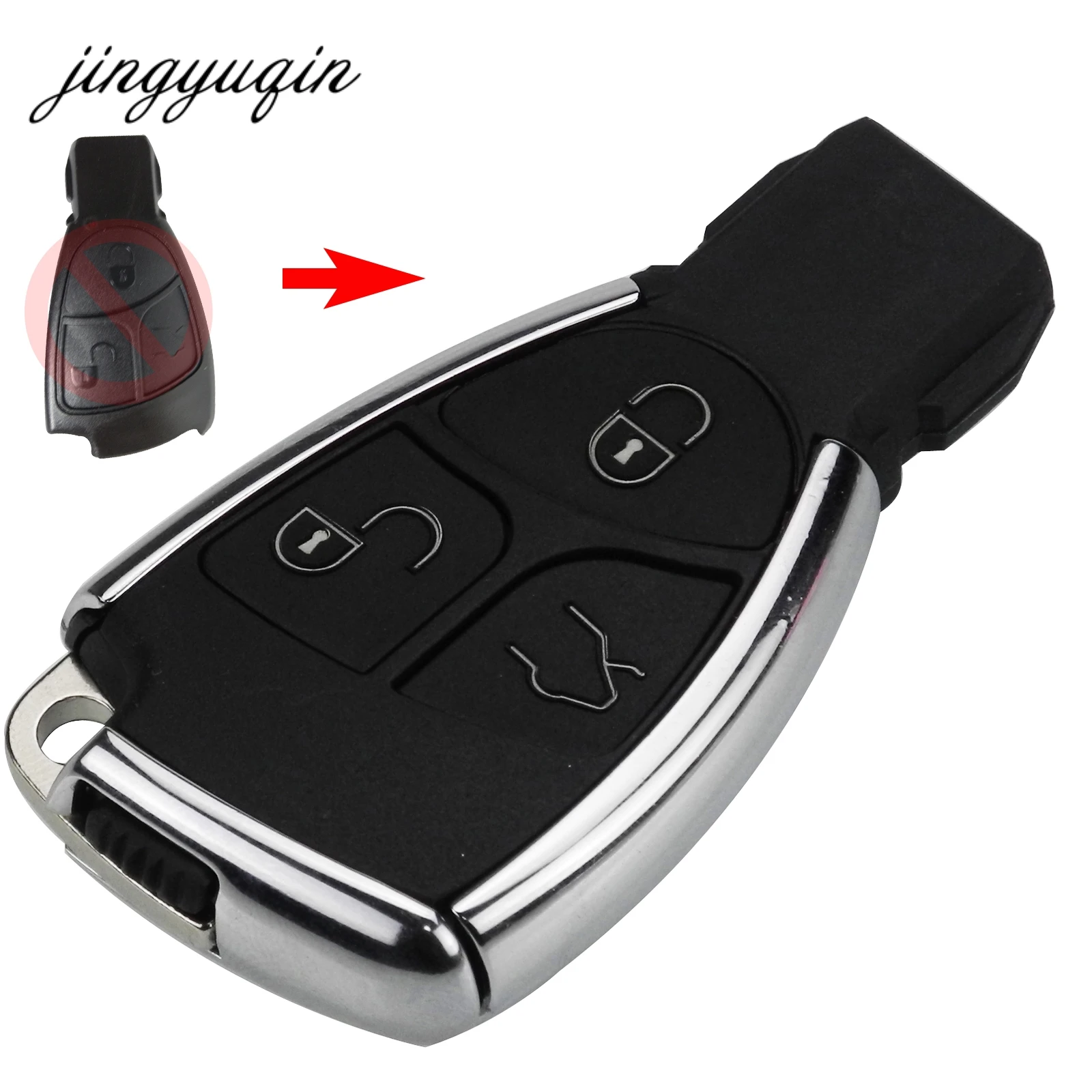 jingyuqin Modified 3 Buttons Remote Key Fob Case Cover For Mercedes ...