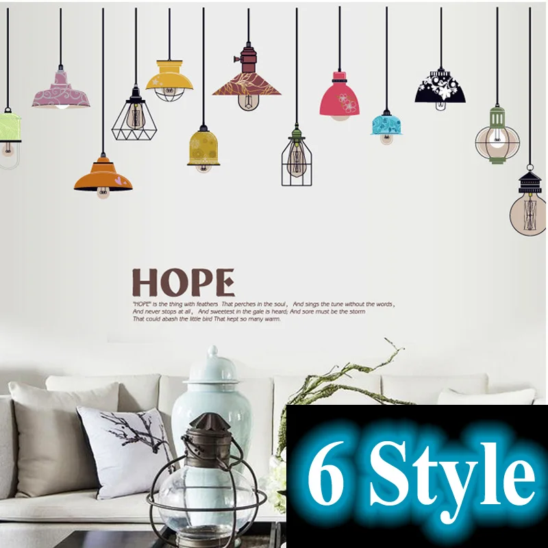 European retro Removable Bulb Chandelier Lamp Wall Sticker Decal Mural ...