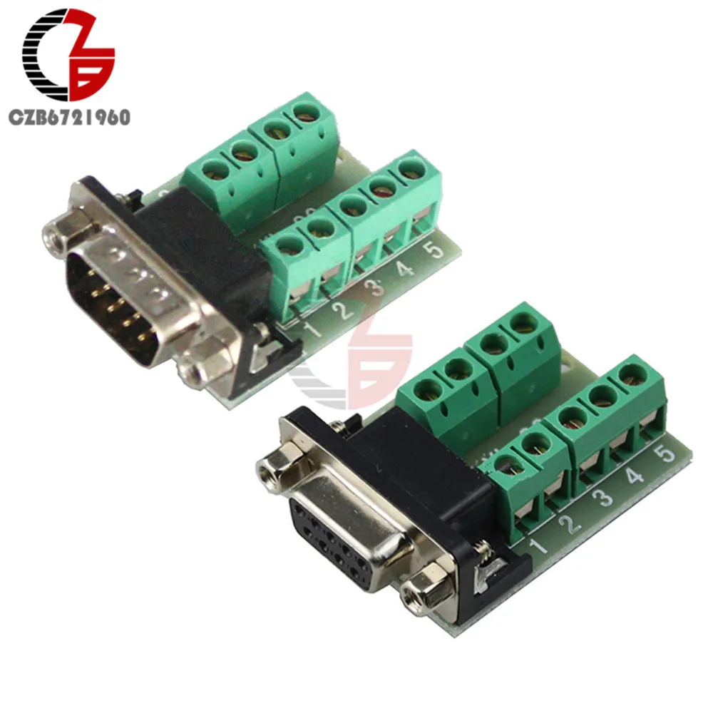 DB9 Male Female Adapter Signals Terminal Module RS232 RS485 Serial To Terminal DB9 Connector