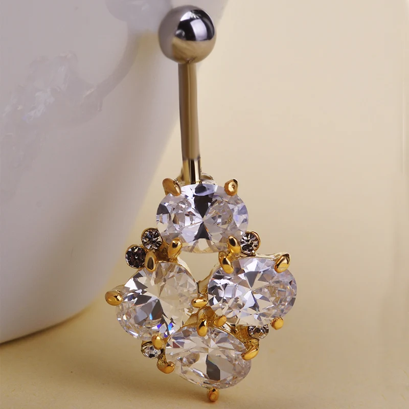 รูปลักษณ์ที่สวยงาม Punk Rhinestone เซ็กซี่ Body Piercing Navel Belly ...