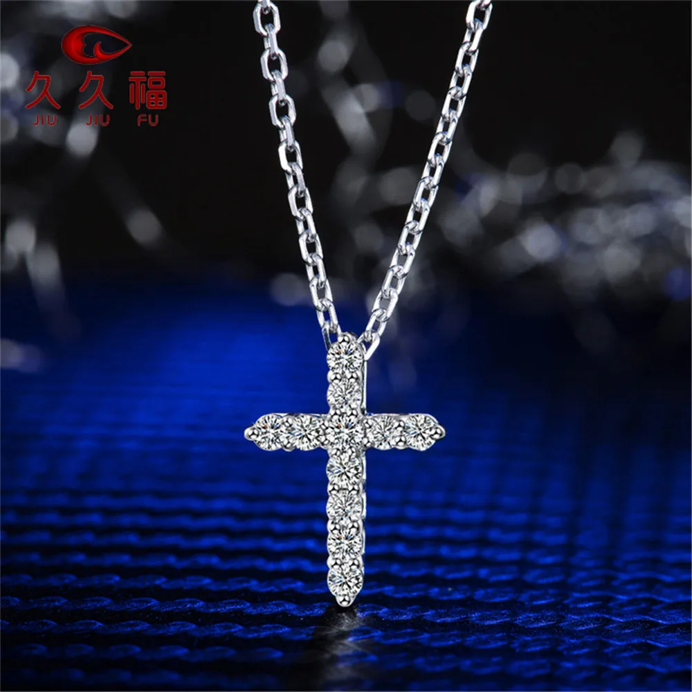 The cross inlay zircon necklace 925 sterling silver zircon necklace ...