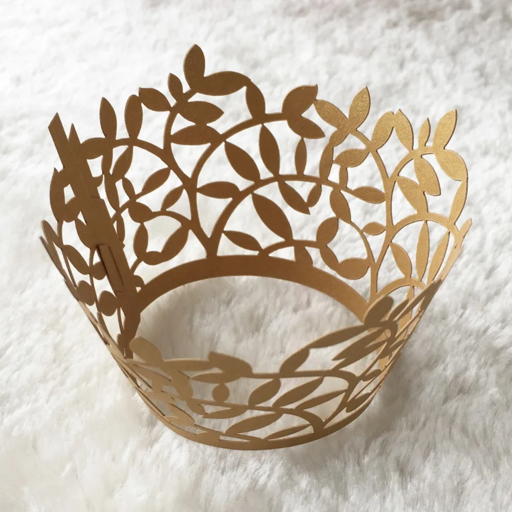 100 шт./лот лазерная резка жемчужные бумажные обертки для кексов ...