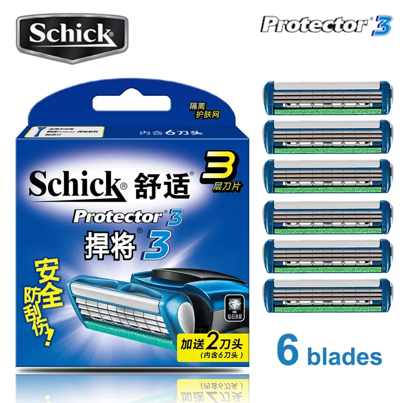 Paquete de 4 cuchillas de seguridad originales nuevas Schick Protector 3D Diamond Blade ...