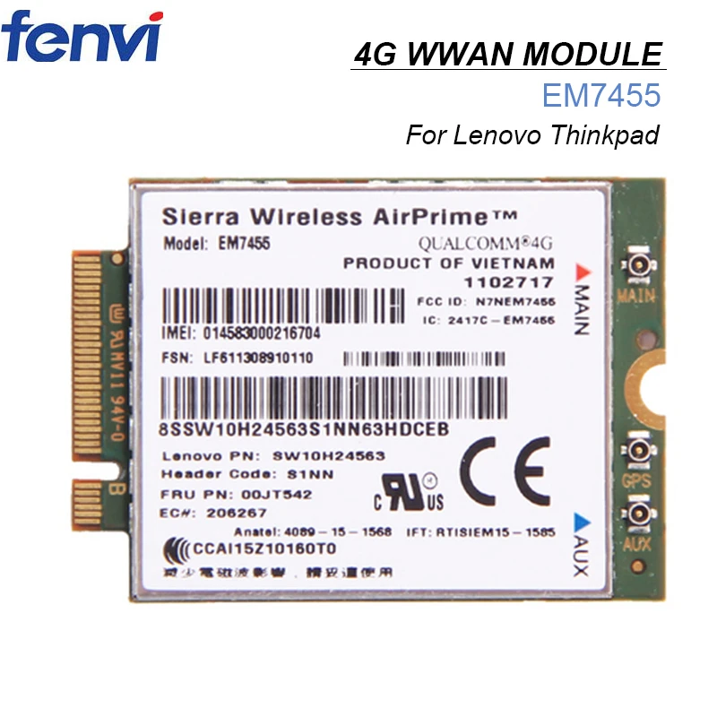 4G LTE WWAN Card for Sierra Wireless Airprime EM7455 Module FRU:00JT542 ...