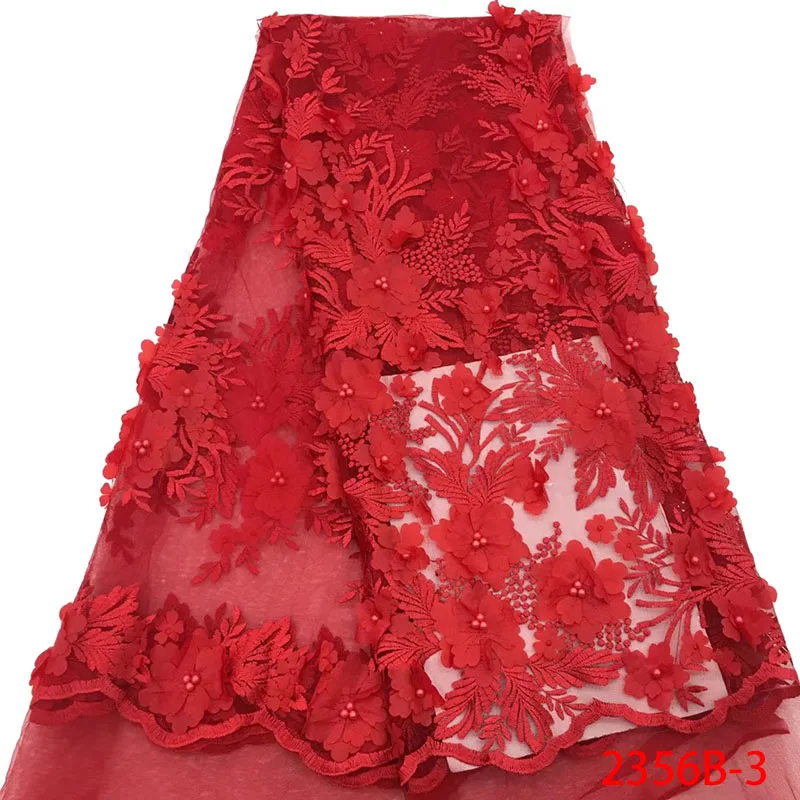 Telas de encaje nigeriano con cuentas telas de encaje rojo francés para ...