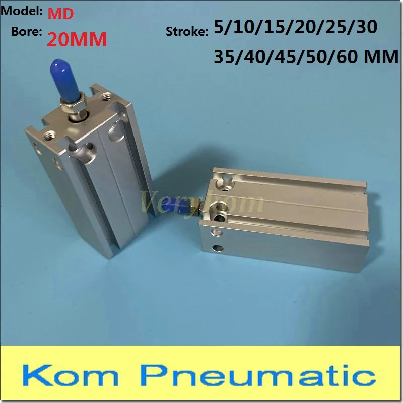 Pneumatic Free Mounting Air Cylinder Piston 20mm MD20*5S/10S/15S/20S ...