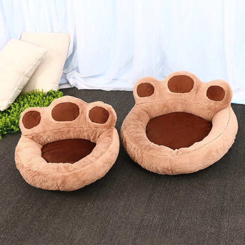 Cute Bear Paw Pet Nest Winter Warm Fleece Teddy Kennel Ultra Soft ...