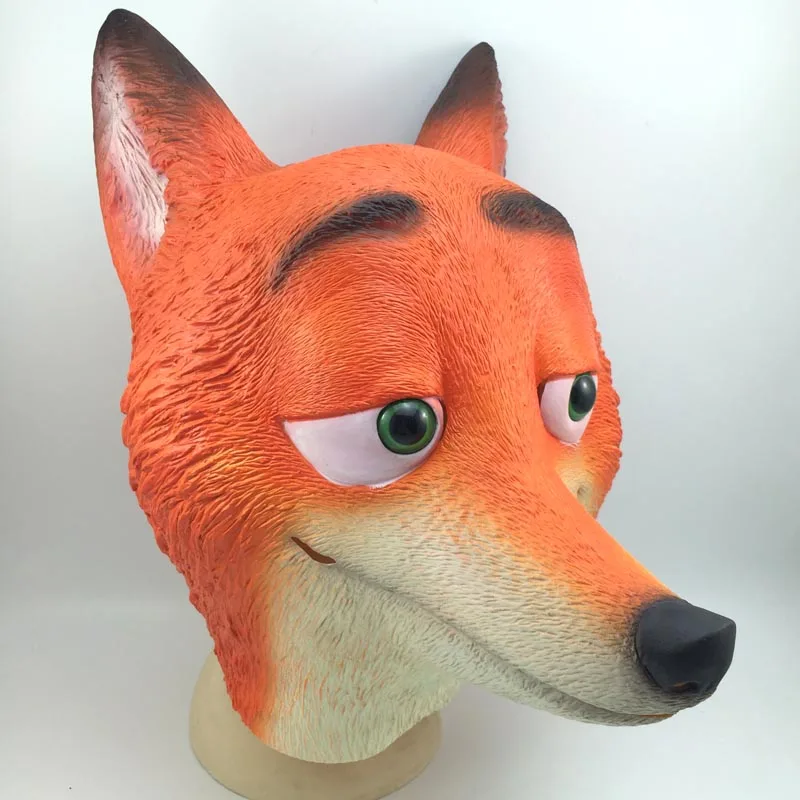 Zootopia Nick Mask Full Head Animal Costume Cosplay Fox Latex Mask ...