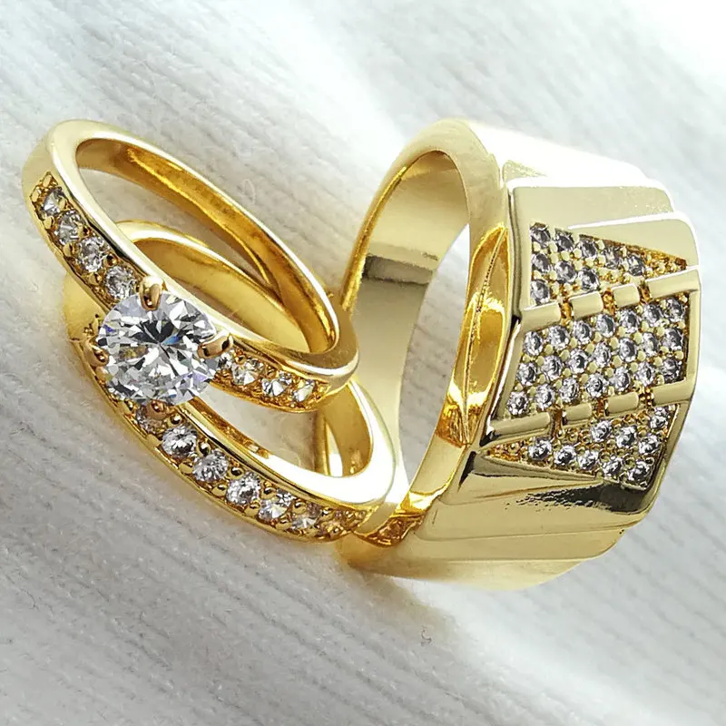 Gold-men-and-women-couple-ring-Europe-and-America-exquisite-inlaid ...