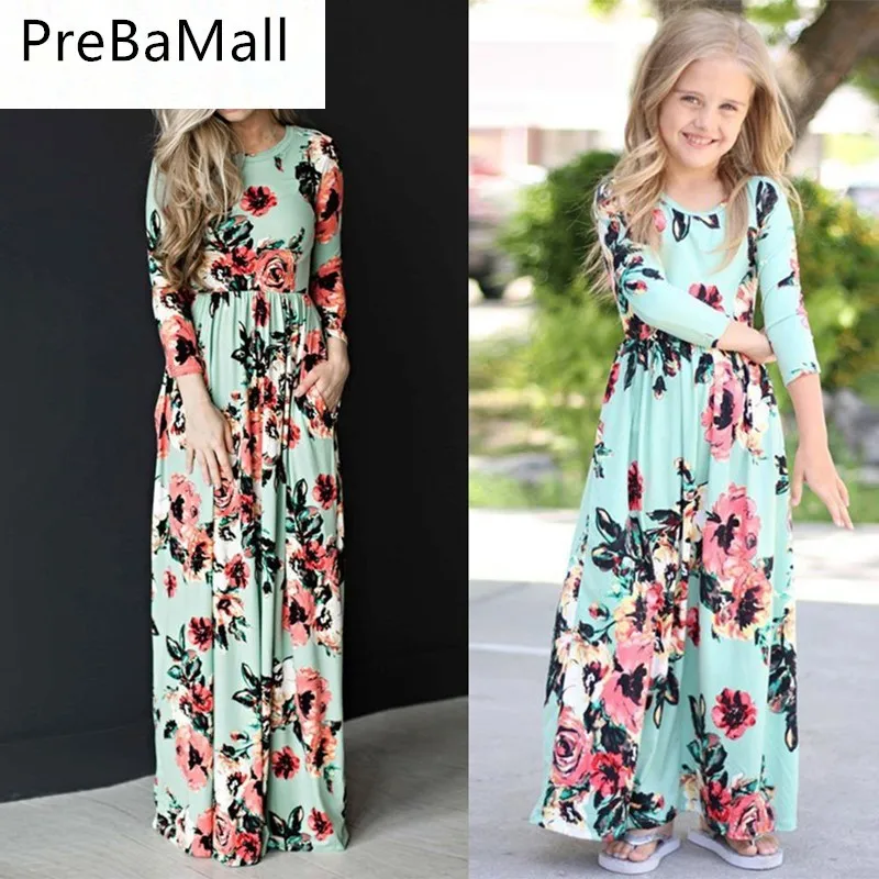 Mother Daughter Dresses Floral Matching Mom Girls Long Dress Family ...