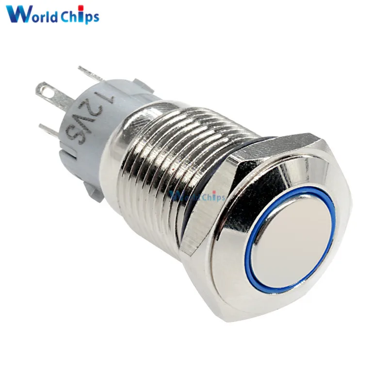 12v 16mm Diy Auto Push Power Button Led Angel Eye Push-buttons Metal ...