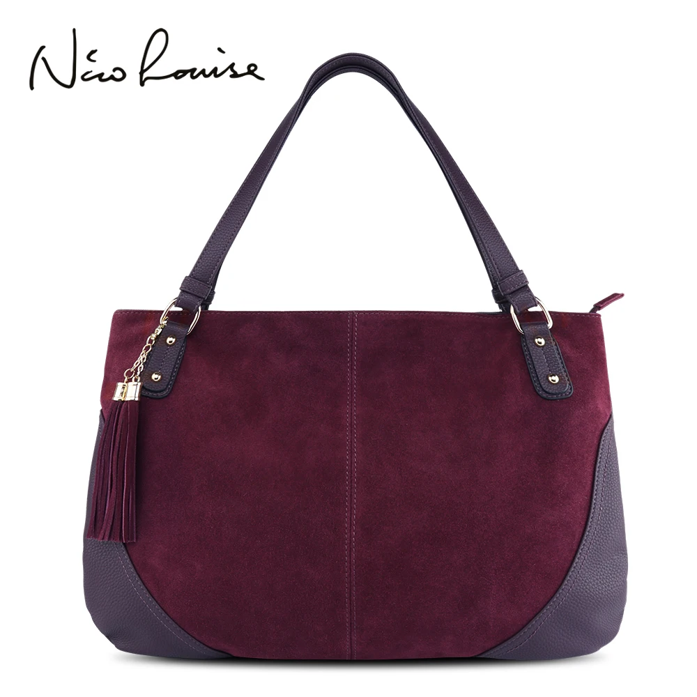 Nico Louise Women Real Split Suede Leather Tote Bag Tassel Leisure ...