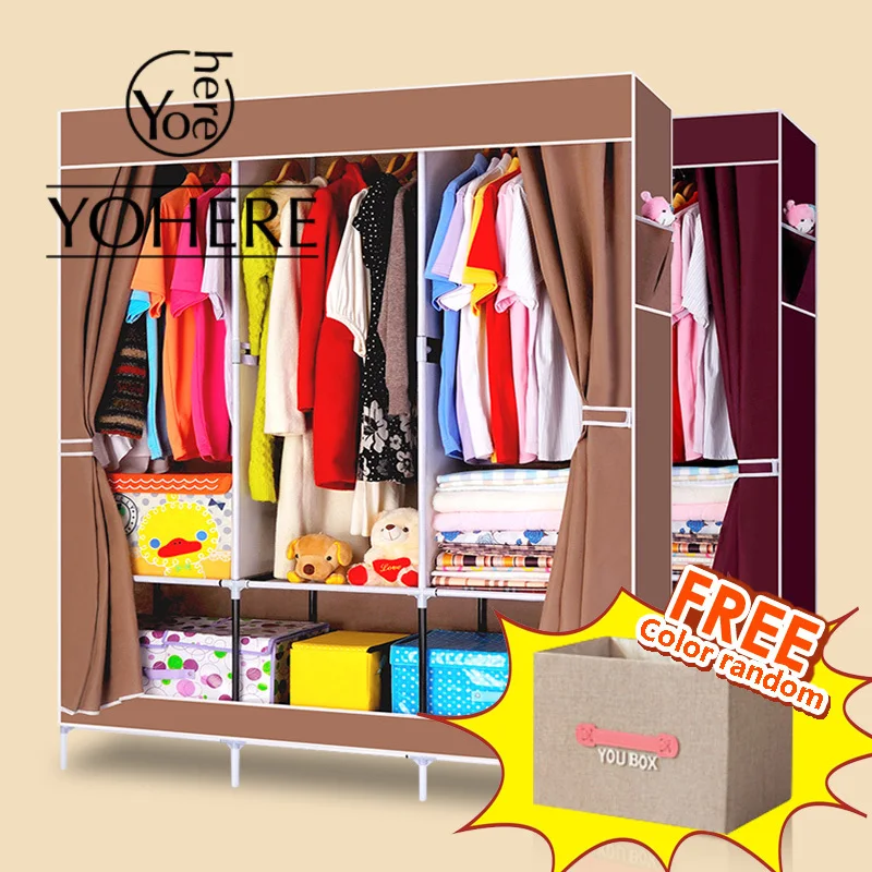House Scenery Burgundy Coffee Non Woven Fabric Wardrobe Clothe Cabinet ...