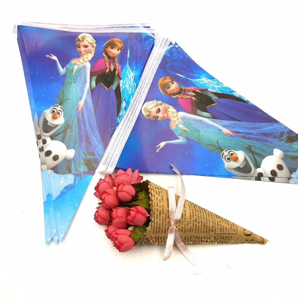 Frozen Elsa Anna Princess Flag Banner Party Supplies Including Cartoon ...