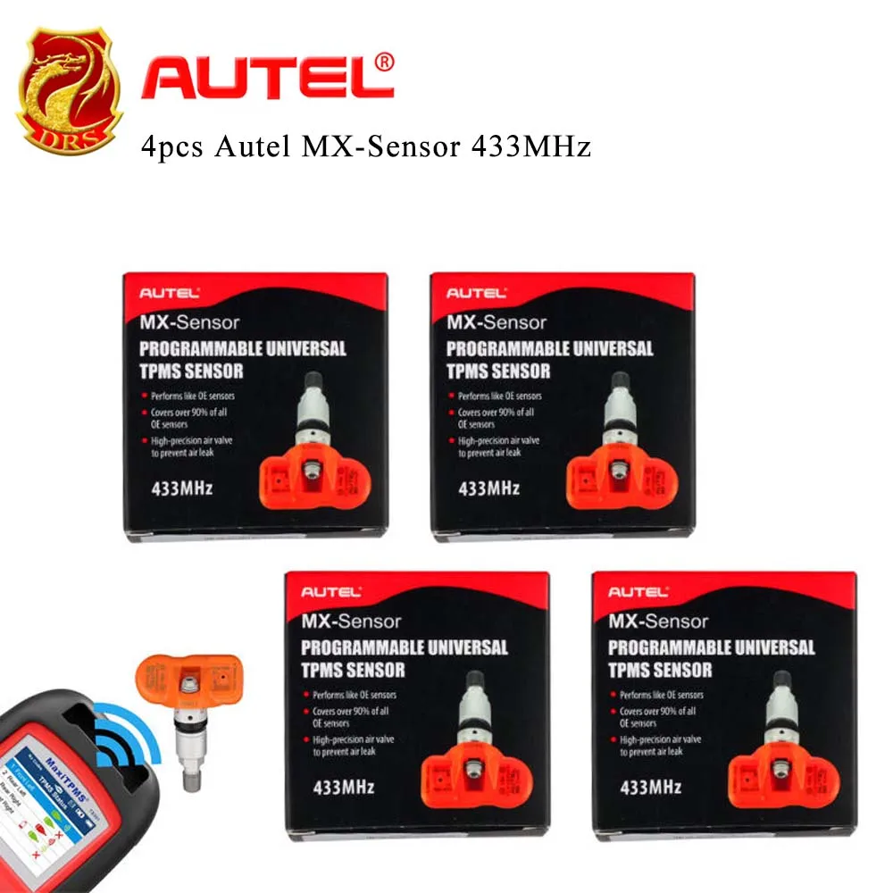 4pcs Autel MX Sensor 433MHZ MX Sensor Programmable Universal TPMS ...