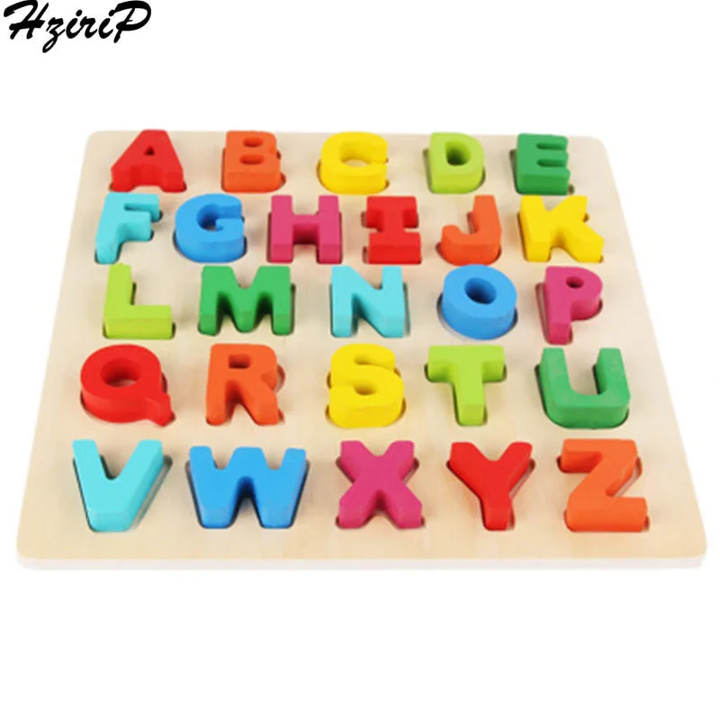HziriP Wooden Alphanumeric Shape Cognitive Puzzle Toys Baby Early ...