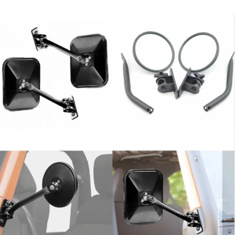 1 Pair Side Rectangular Mirrors Relocation For Jeep Wrangler JK TJ LJ ...
