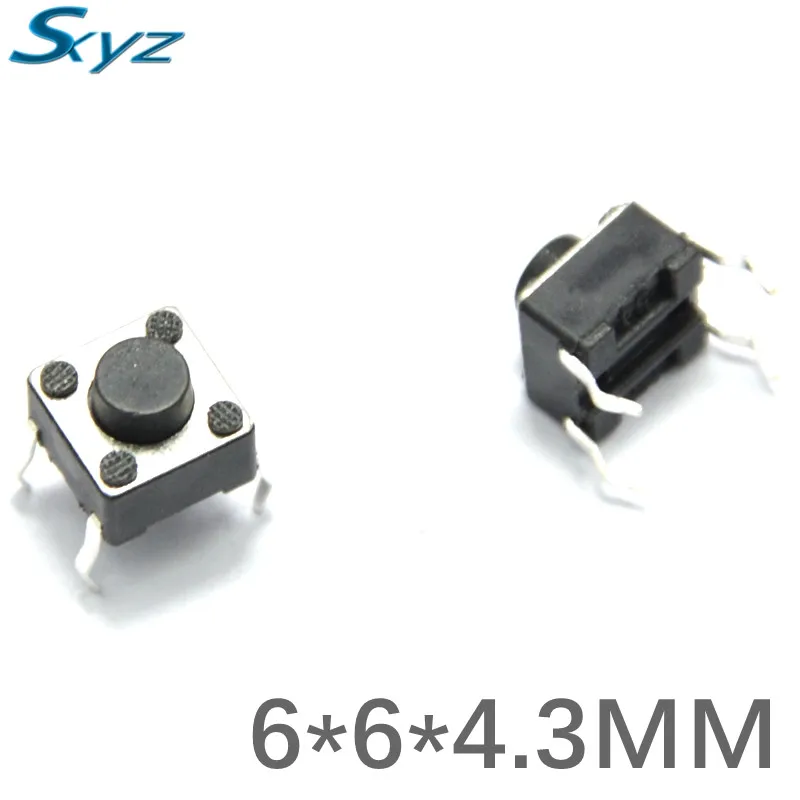 100 unids Empuje Interruptor 6*6*4.3 Interruptor Táctil Tacto Interruptor de Botón 6x6x4.3 SMD ...
