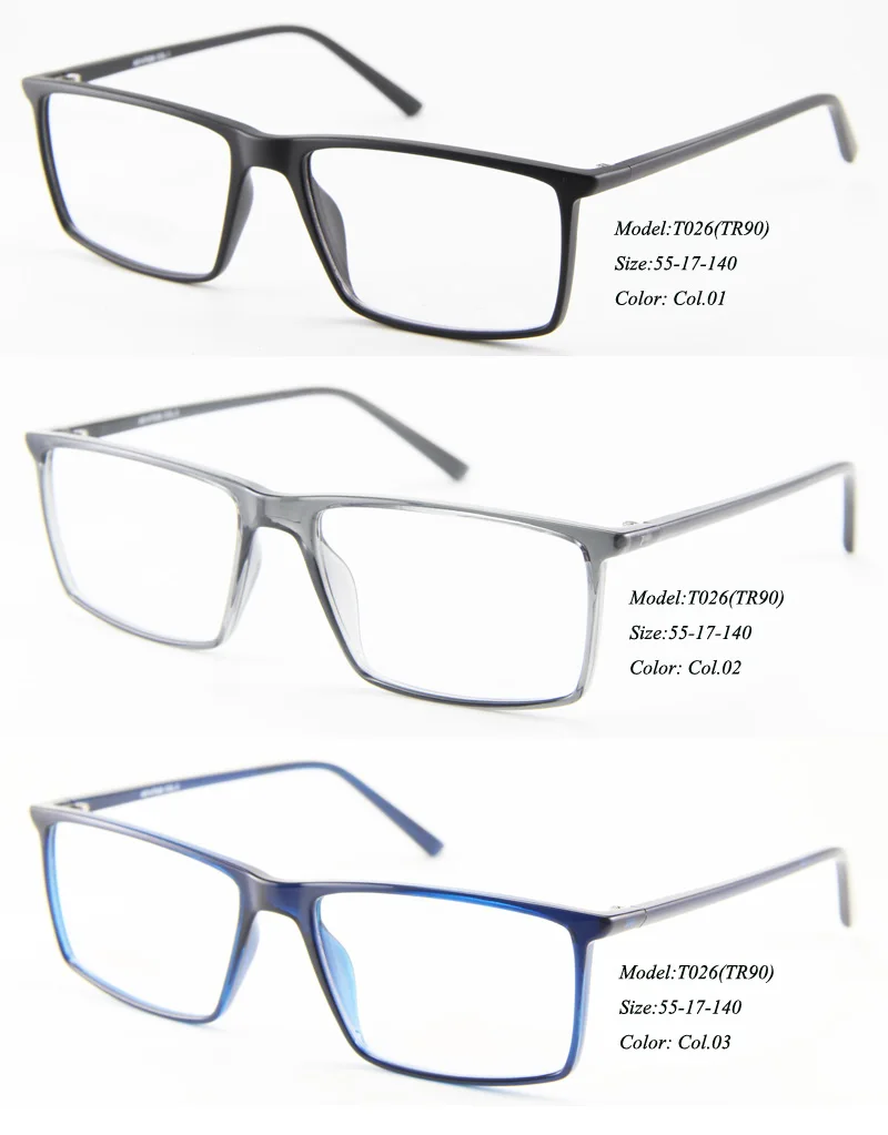 Eye Wonder Wholesale Men Rectangular Eyewear Optical Frames Demi Glasses Blue Glasses T026 In