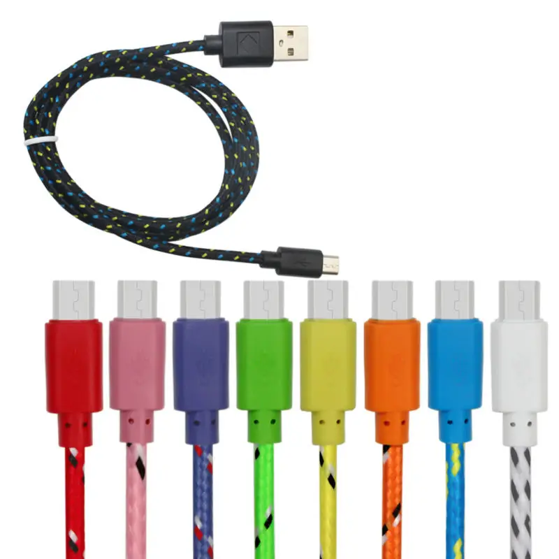 Ten colors 1M 2M 3M round Fabric Nylon Braided USB cable Accessory ...