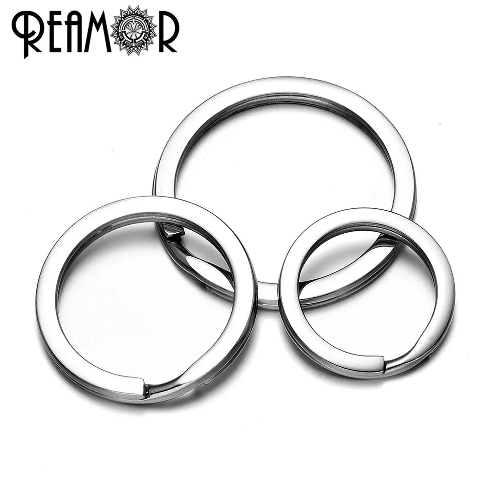 REAMOR 10pcs/lot 316l Stainless Steel Silver Tone Key Rings Metal Men ...