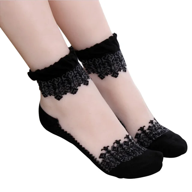 Transparent Lace-Decorated Women’s Socks