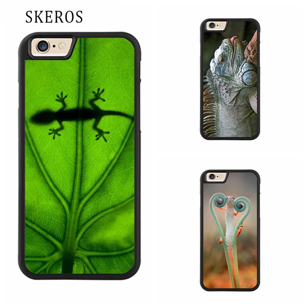 SKEROS Green Gecko Lizard Full cover cell phone case for iphone X 4 4s ...