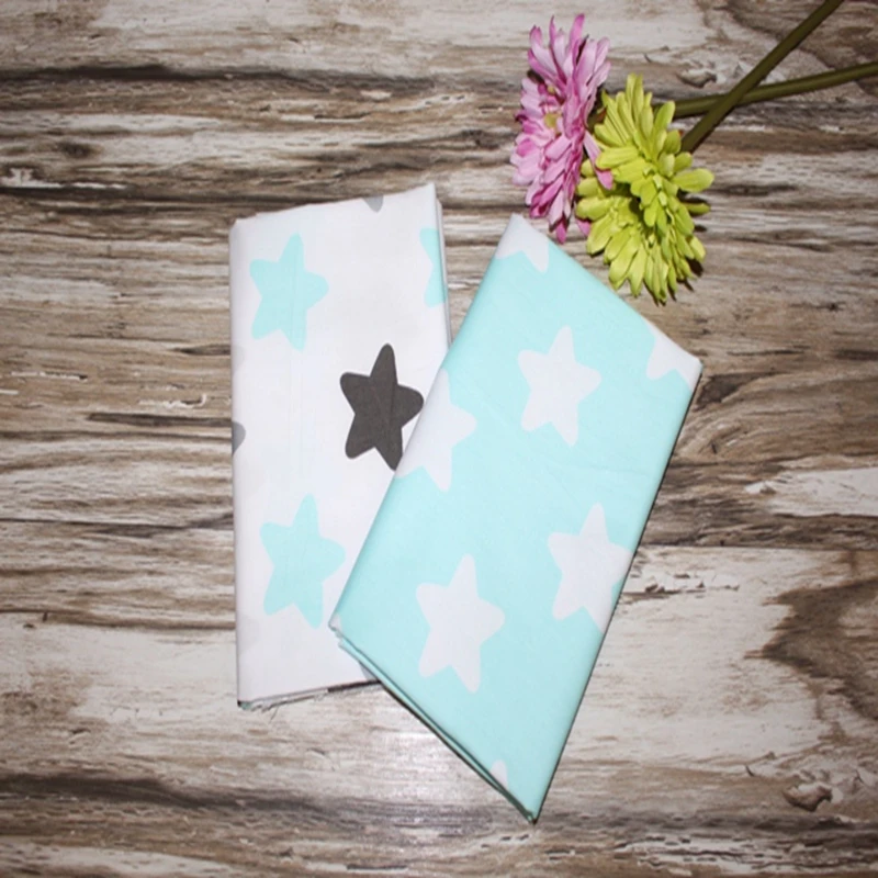 100x160cm mint green white stars Cotton Fabric Sewing Cloth Patchwork ...