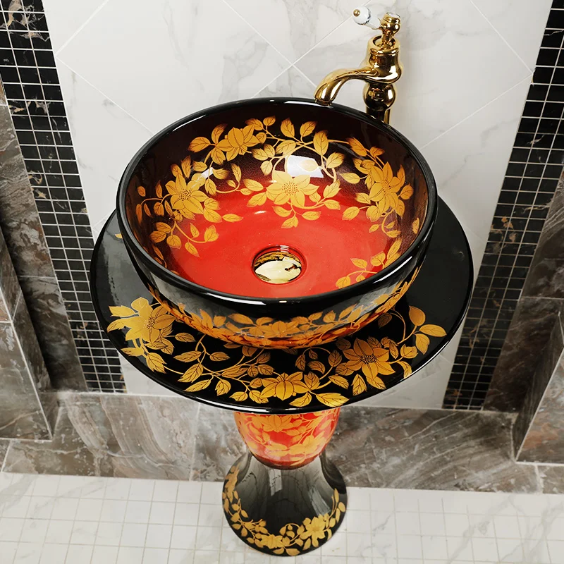 Washbasin Small Bathroom Toilet European Style Basin Integral Floor ...