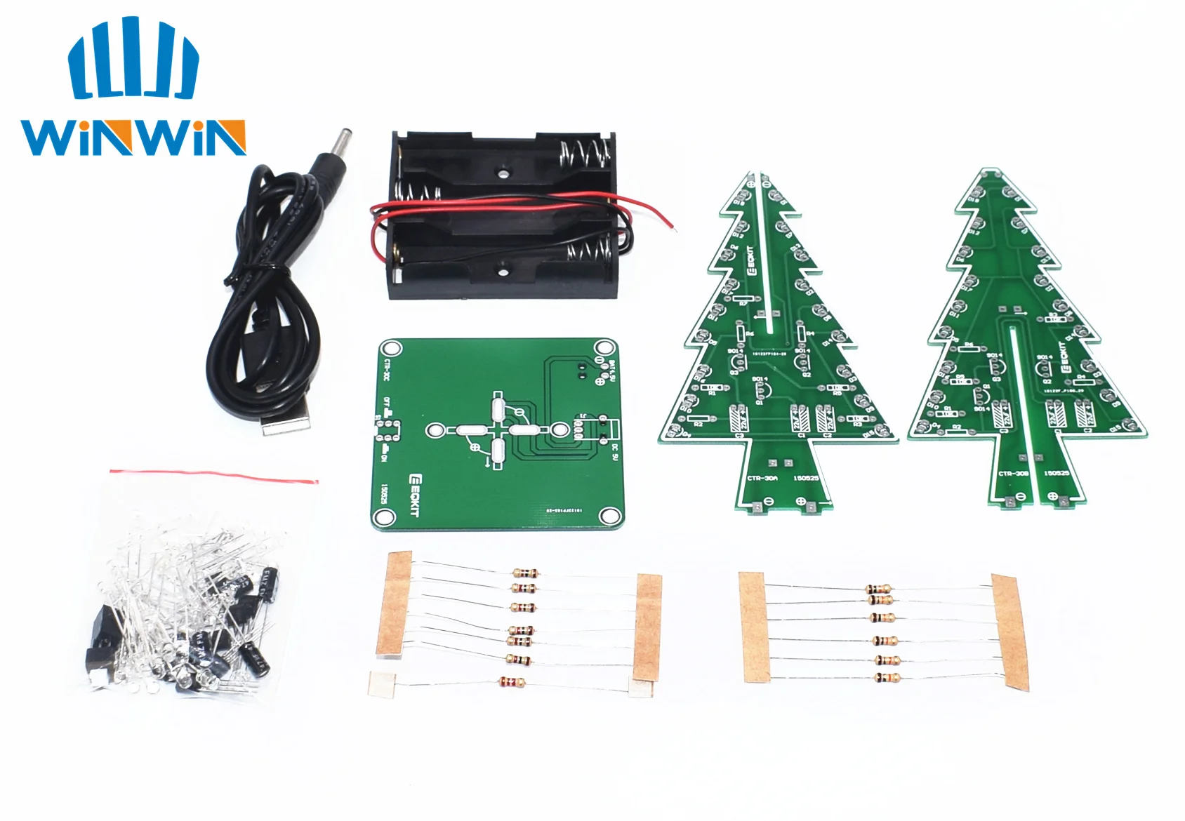 Three-Dimensional 3D Christmas Tree LED DIY Kit Red/Green/Yellow LED ...