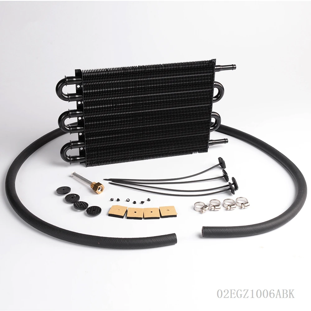 AT/MT RADIATOR REMOTE ALUMINUM BLACK TRANSMISSION OIL COOLER +HOSE ...