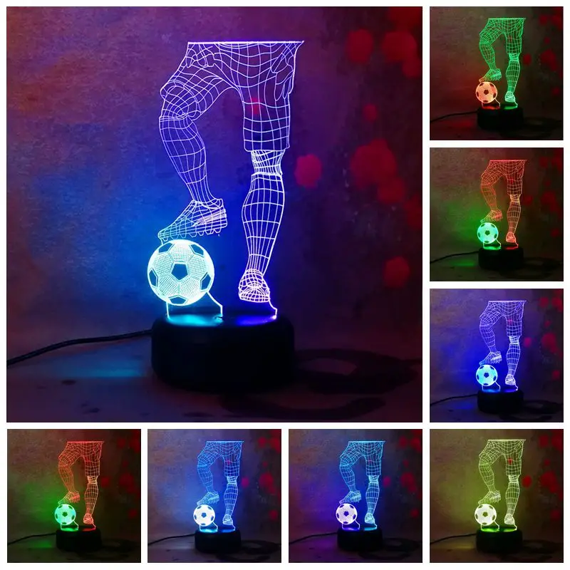 3D 2018 Football Man fashion sport Two Tone Color LED Night Lamp Desk ...