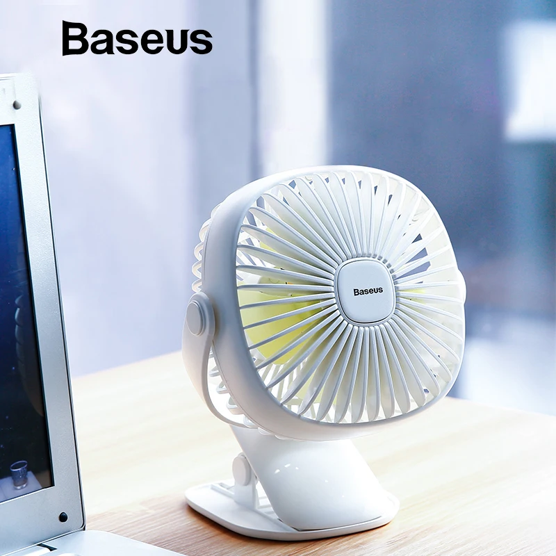 Baseus Mini USB Rechargeable Air Cooling Fan Clip Desk Fan Dual Use ...