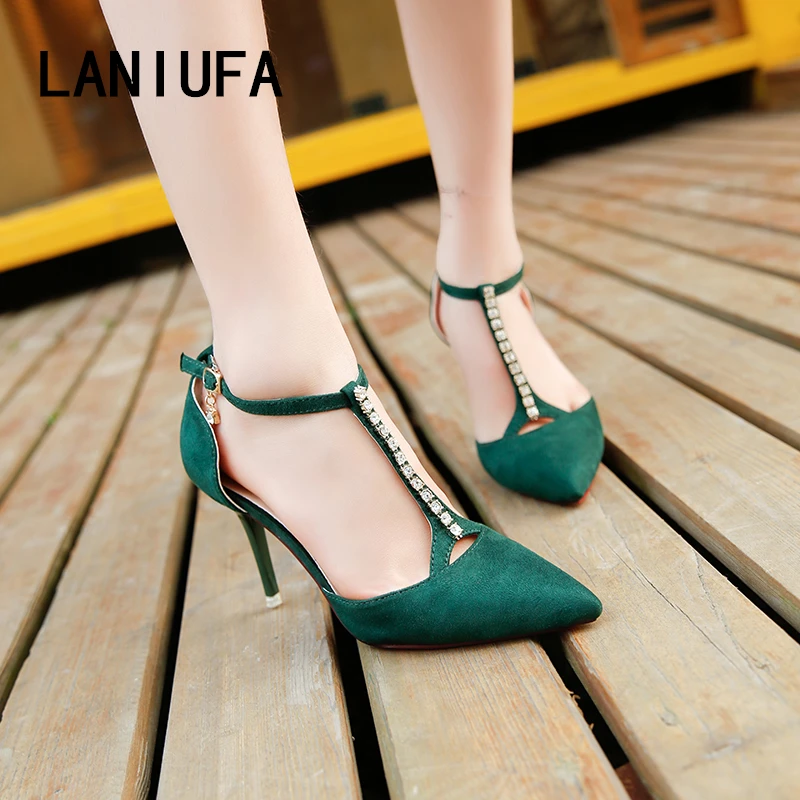 Spring Women Pumps Fashion Classic Suede High Heels Shoes Women T-tied ...