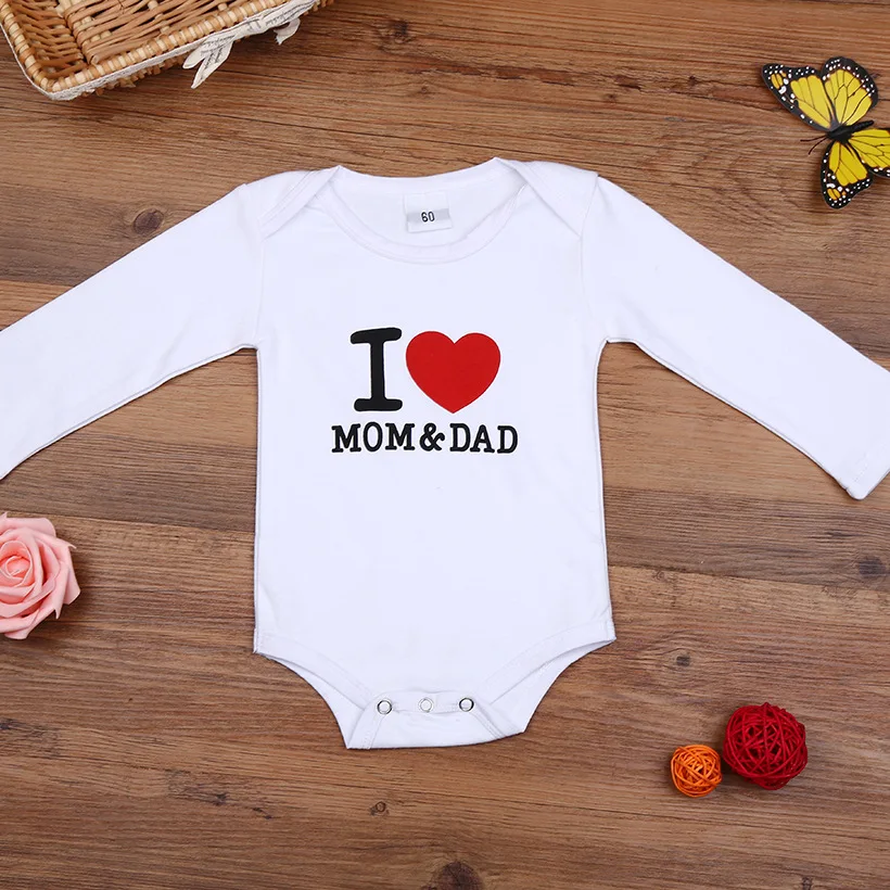 Hooyi Baby Bodysuits Bodie For Babies I LOVE MOM & DAD White Boy ...