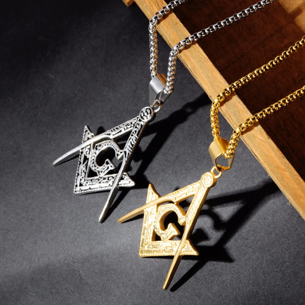 Stainless Steel Masonic Symbol Blazing Star God Charm Necklace Mason G ...