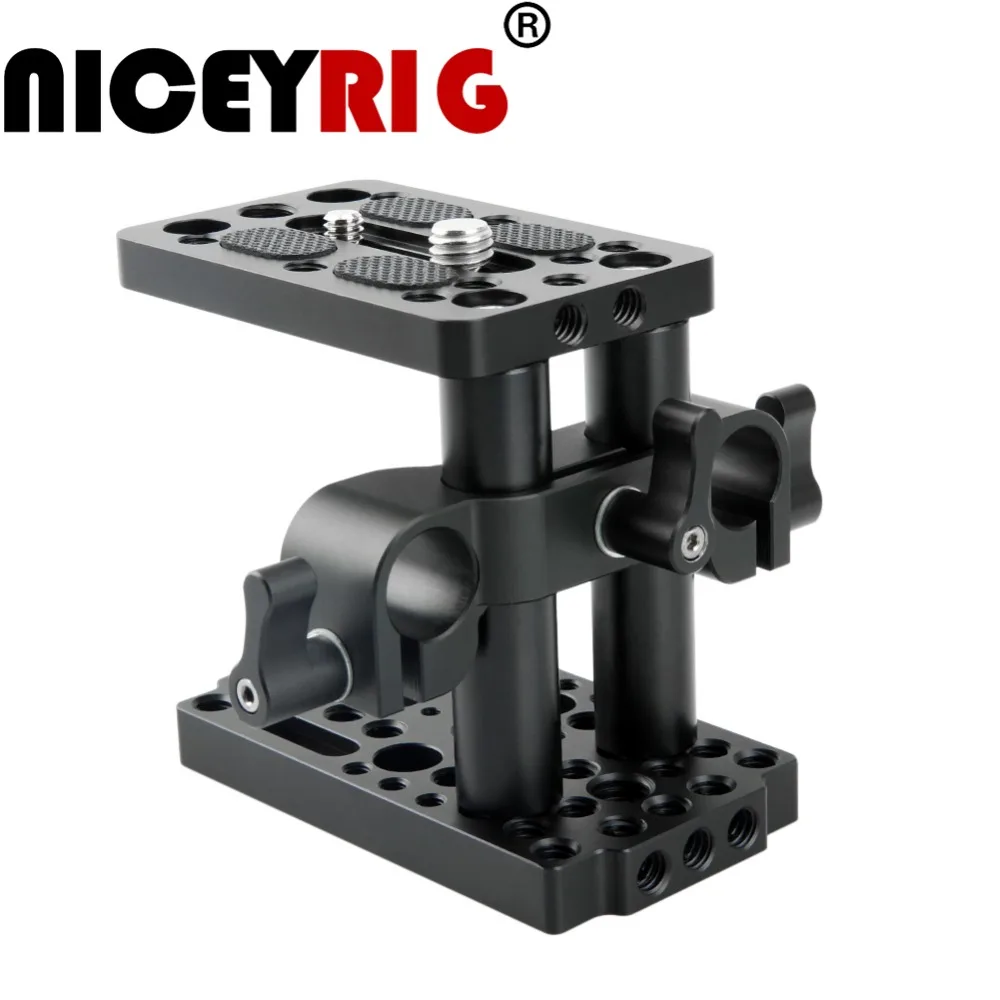 NICEYRIG Riser Quick Release Plate with 15mm Rod Clamp Short Rod DSLR ...