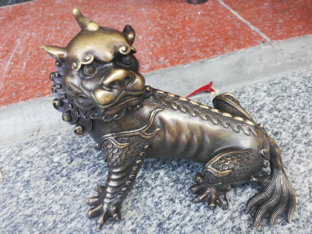 Chinese Auspicious Brass Bronze Fengshui God Beast Pixiu Statue Metal ...