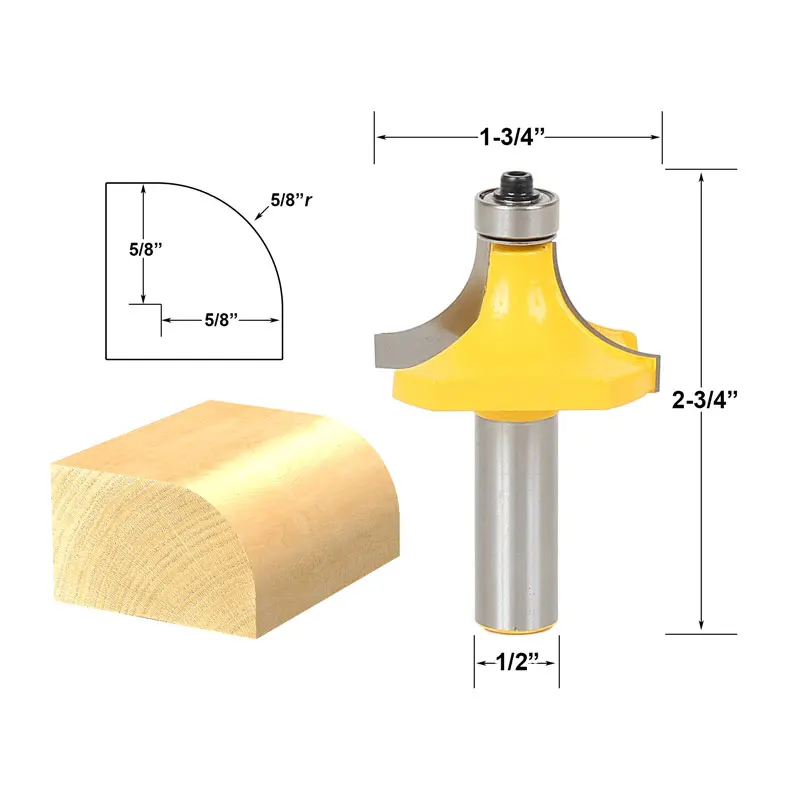 1pcs Round Over Edge Forming Router Bit Radius: 5/8" 1/2" Shank|router ...