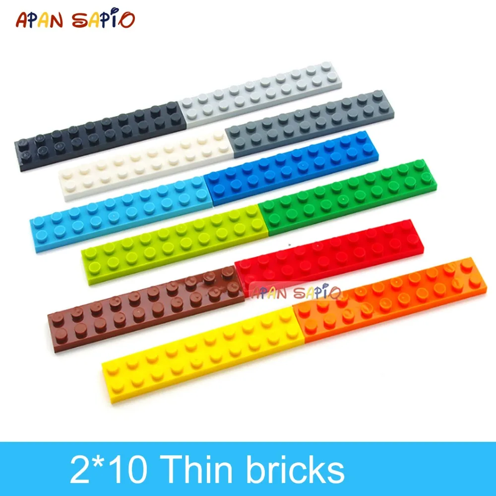 20pcs Diy Building Blocks Thin Figures Bricks 2x10 Dots Educational ...