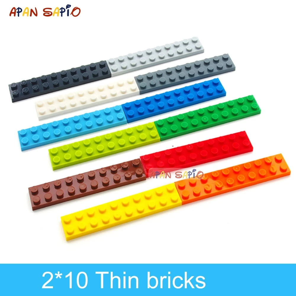 20pcs Diy Building Blocks Thin Figures Bricks 2x10 Dots Educational ...