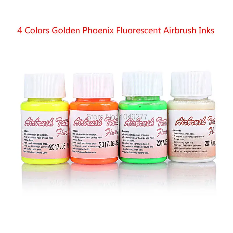 4Pcs 40ml/Bottle Fluorescent Ink For Temporary Airbrush Tattoo Makeup ...
